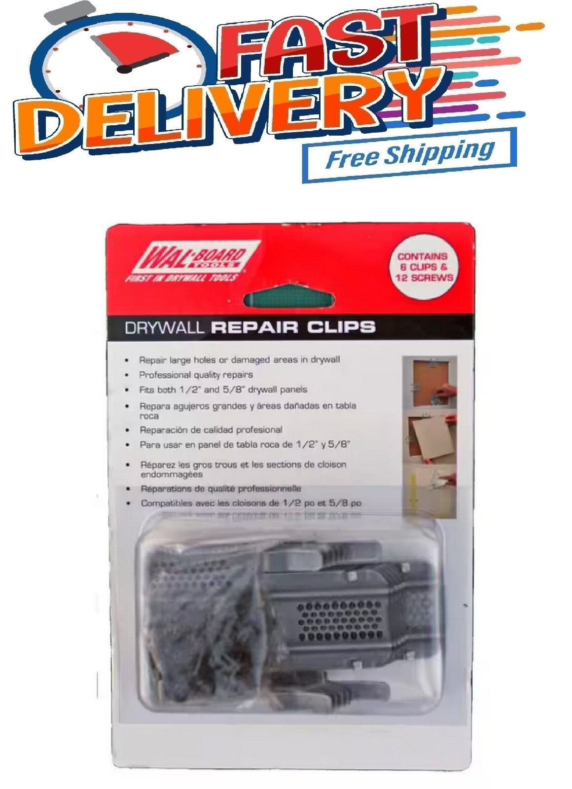 Walboard 54-014 Drywall Repair Clips 6 Count for sale online | eBay