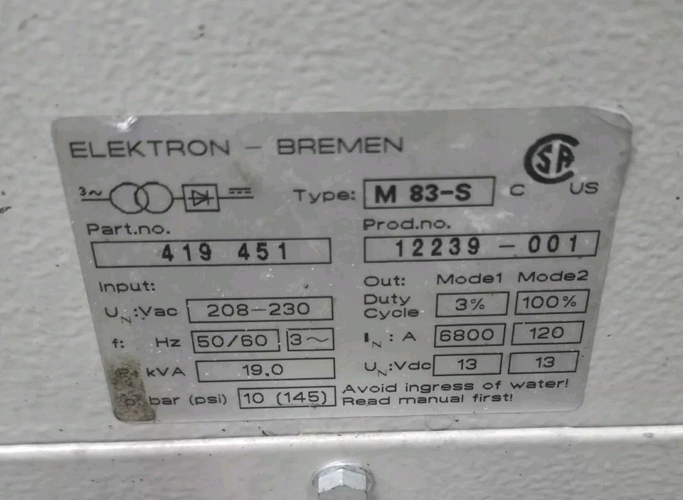 Elektron M83-S Multispot Resistance Auto Body Spot Welder | eBay