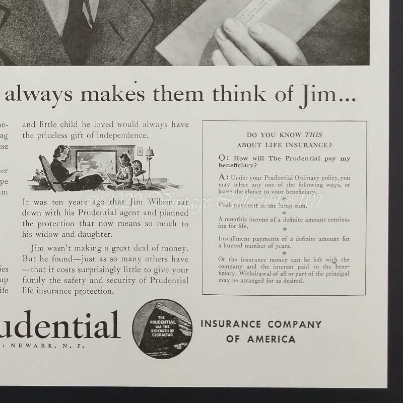 1941 Prudential Life Insurance USPS Mailman Postman photo art decor ...