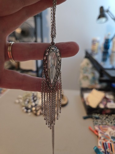 Brighton Stone & Chain 4" Long Pendant Necklace 38" + Extender + Bag ...