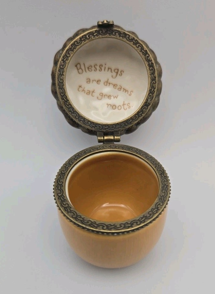 RETIRED Hallmark LIC Trinket Box Acorn Shape Porcelain and Brass Rim | eBay