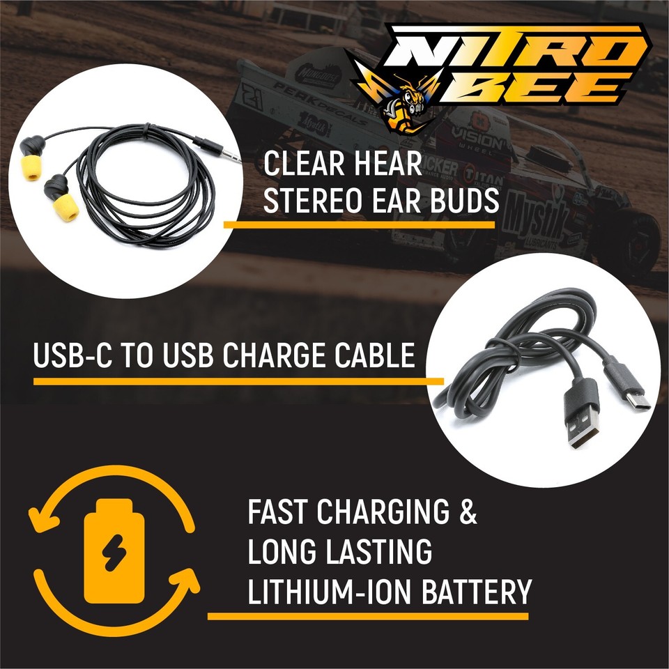 Nitro Bee Race Receiver Free Earbuds UHF Radio Raceceiver IMCA Circle ...