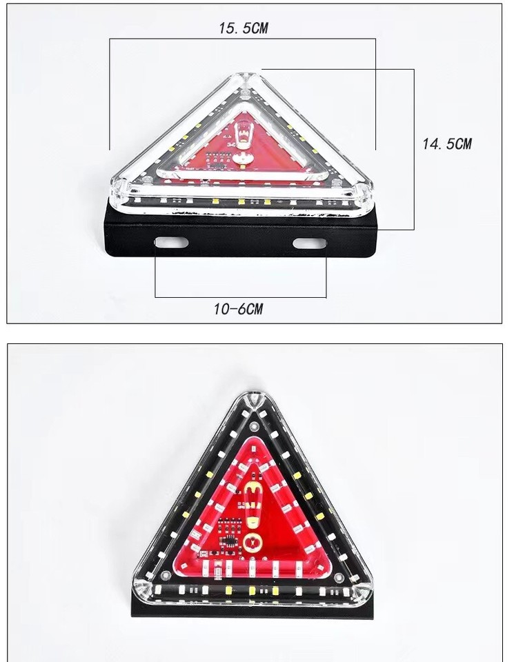 RGB LED Safety Warning Triangle Strobe Flashing Blink Brake Triangle ...