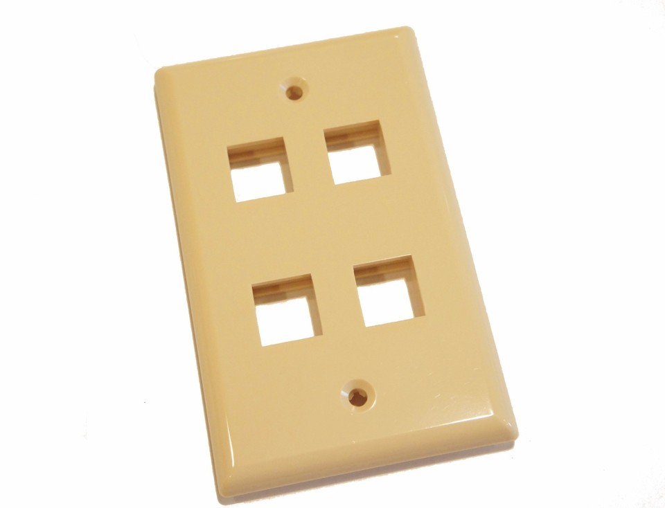 (5) Pack of 4 Keystone Port Single Gang Data Wall Plates Beige | eBay