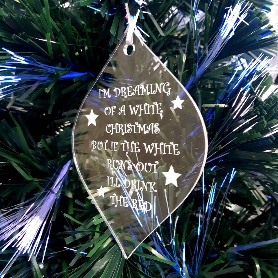 Diamond Bauble "White Christmas" Engraved christmas Tree Decoration ...