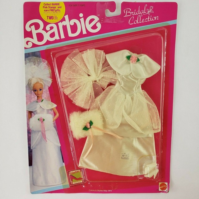 1990 Barbie Fashion Bridal Collection Satin Gown Lace Hem Tulle Veil ...