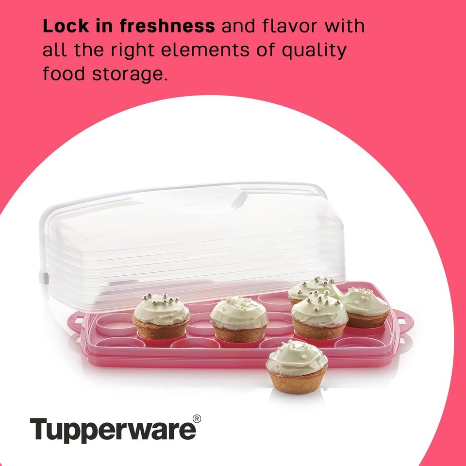 Tupperware - Rectangular Cake and Cupcake Carrier - Holds 18 Cupcakes ...