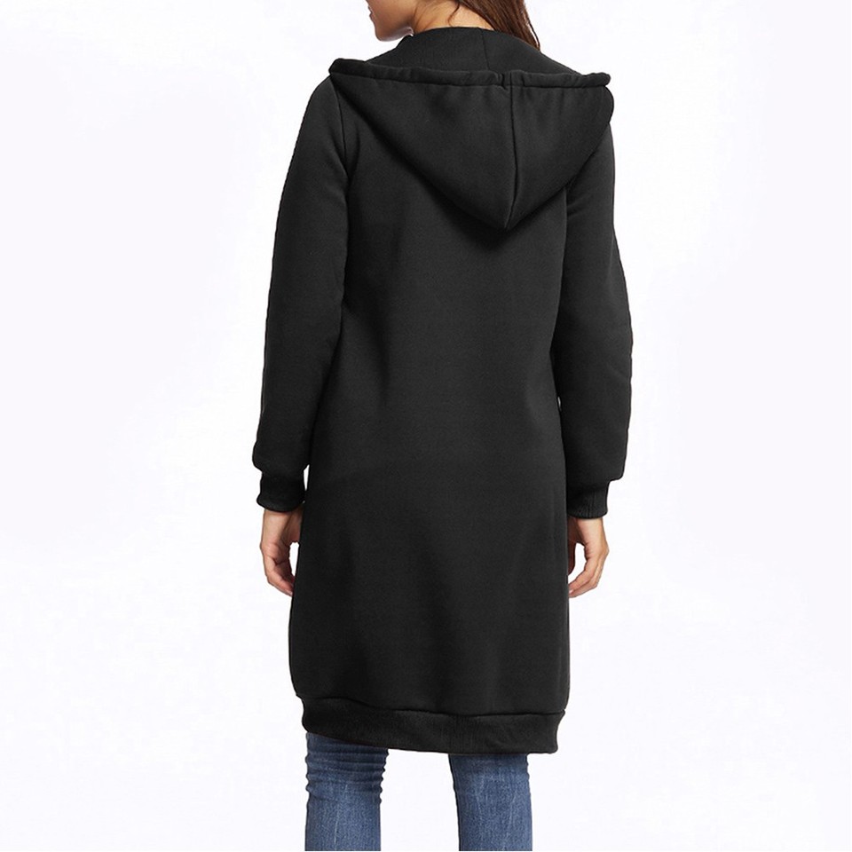 New Fashion Women Hoodie Long Hooded Sweatshirts Coat Casual Pockets ...