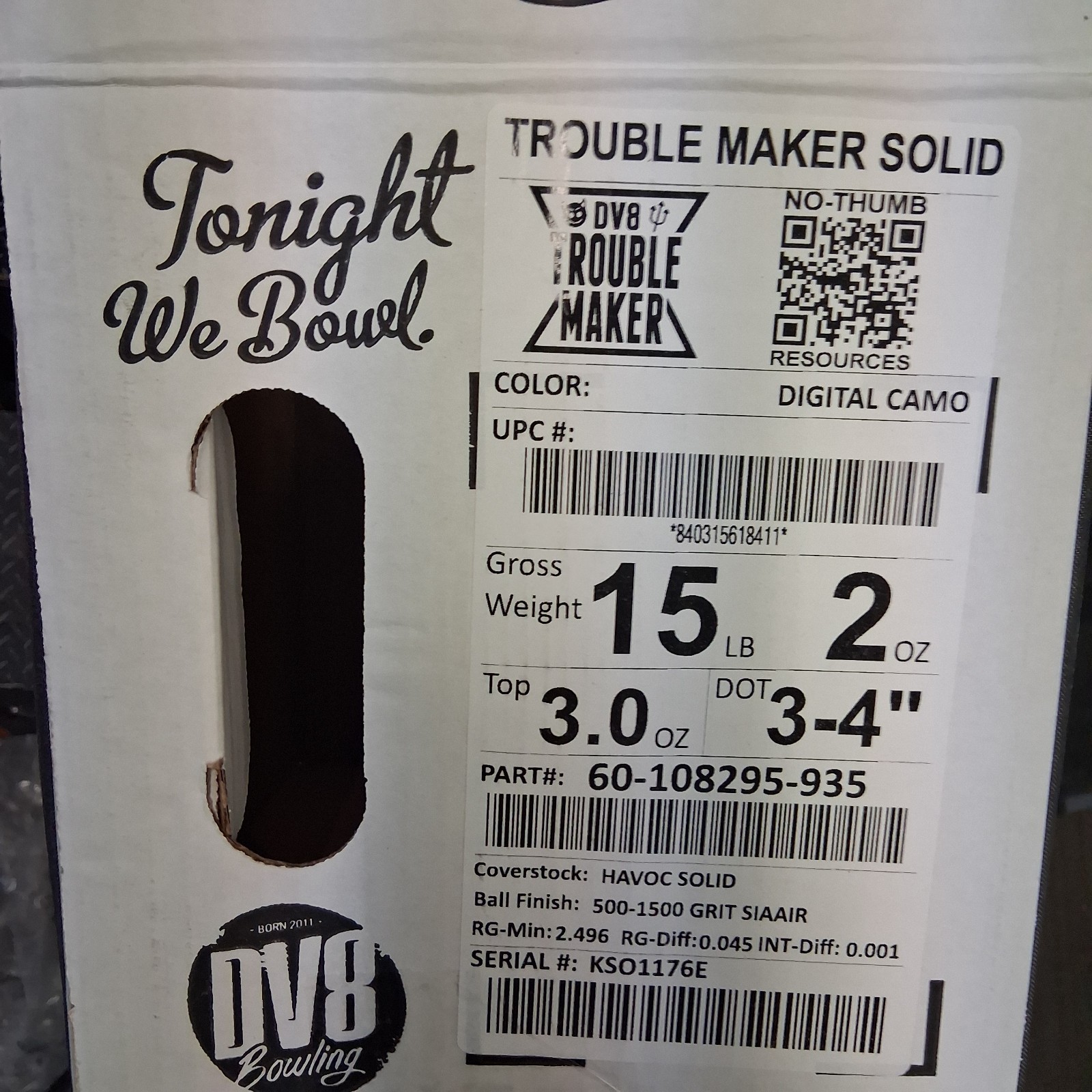 DV8 Trouble Maker Solid 1ST QUALITY bowling ball 15 LB. NEW IN BOX ...