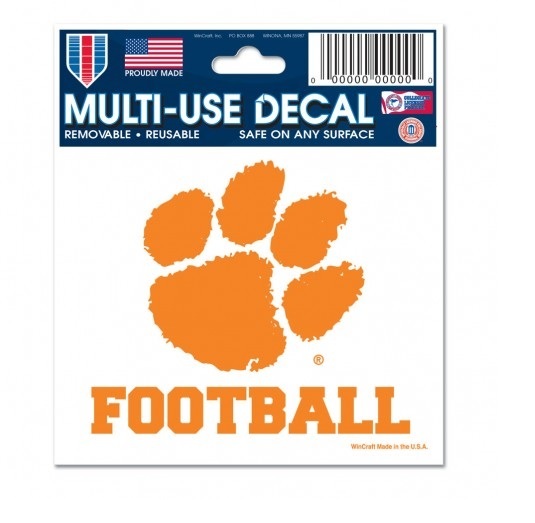 CLEMSON UNIVERSITY FOOTBALL DECAL AUTO WINDOW CAR TRUCK DORM REMOVABLE ...