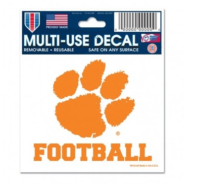 CLEMSON UNIVERSITY FOOTBALL DECAL AUTO WINDOW CAR TRUCK DORM REMOVABLE ...