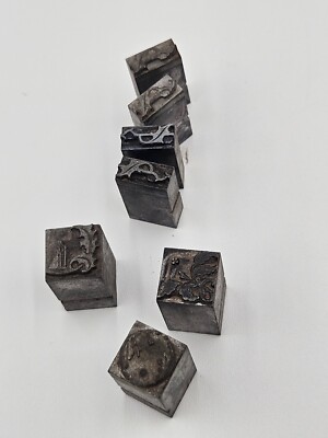 7 Antique Metal Printing Press Blocks Christmas Theme | eBay
