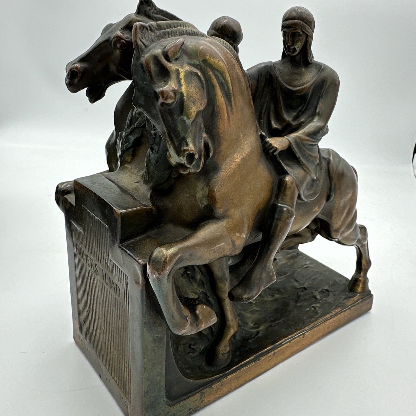 Pair Homer's Iliad Horseman Pompeian Bronze 114 Bookends w Orig ...