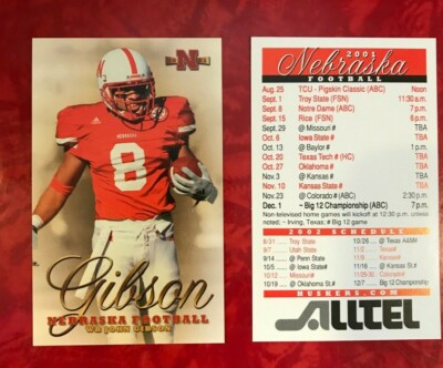 2001 NEBRASKA HUSKERS FOOTBALL POCKET SCHEDULE JOHN GIBSON | eBay