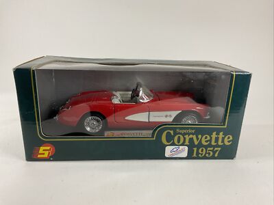 1957 Chevrolet Red/White Corvette Model Car Die Cast 1:24 Superior ...