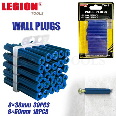 Blue Plastic Wall Plugs Anchor 8×38mm 8×50mm Fixing Star Wall Plugs ...