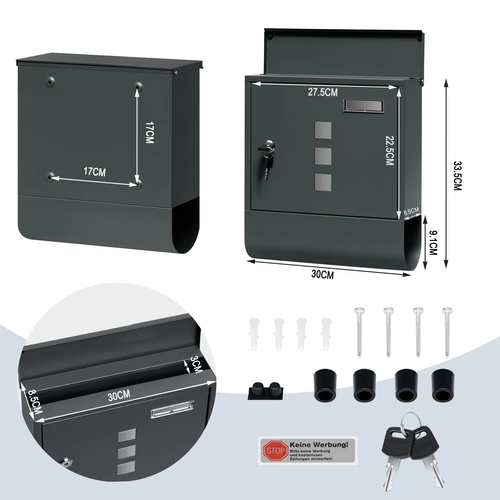 Cassetta Delle Lettere Moderna Cassetta Postale Antracite Con Porta ...