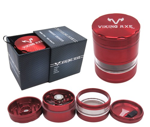 2.5" 63mm VIKING AXE Aluminum 4 Piece Grinder w/ 4 Layer Teeth Gift Box ...