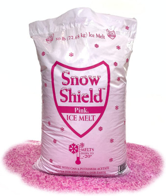 Snow Shield Ice Melt, Pink (50 Pound Bag) Effective to: -0°F, Safe for ...