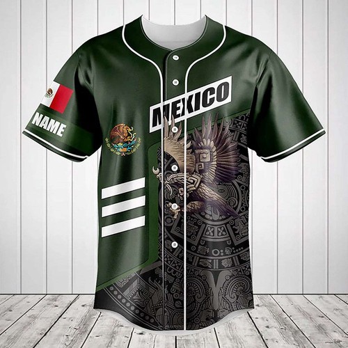 Customize Mexico Aztec Calendar Eagle Baseball Jersey S-5XL Gift for ...