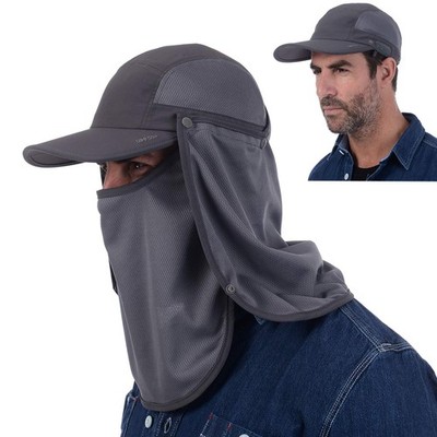 Sun Cap Fishing Hat Baseball Cap with Face Neck Cover Flap Dark Grey ...