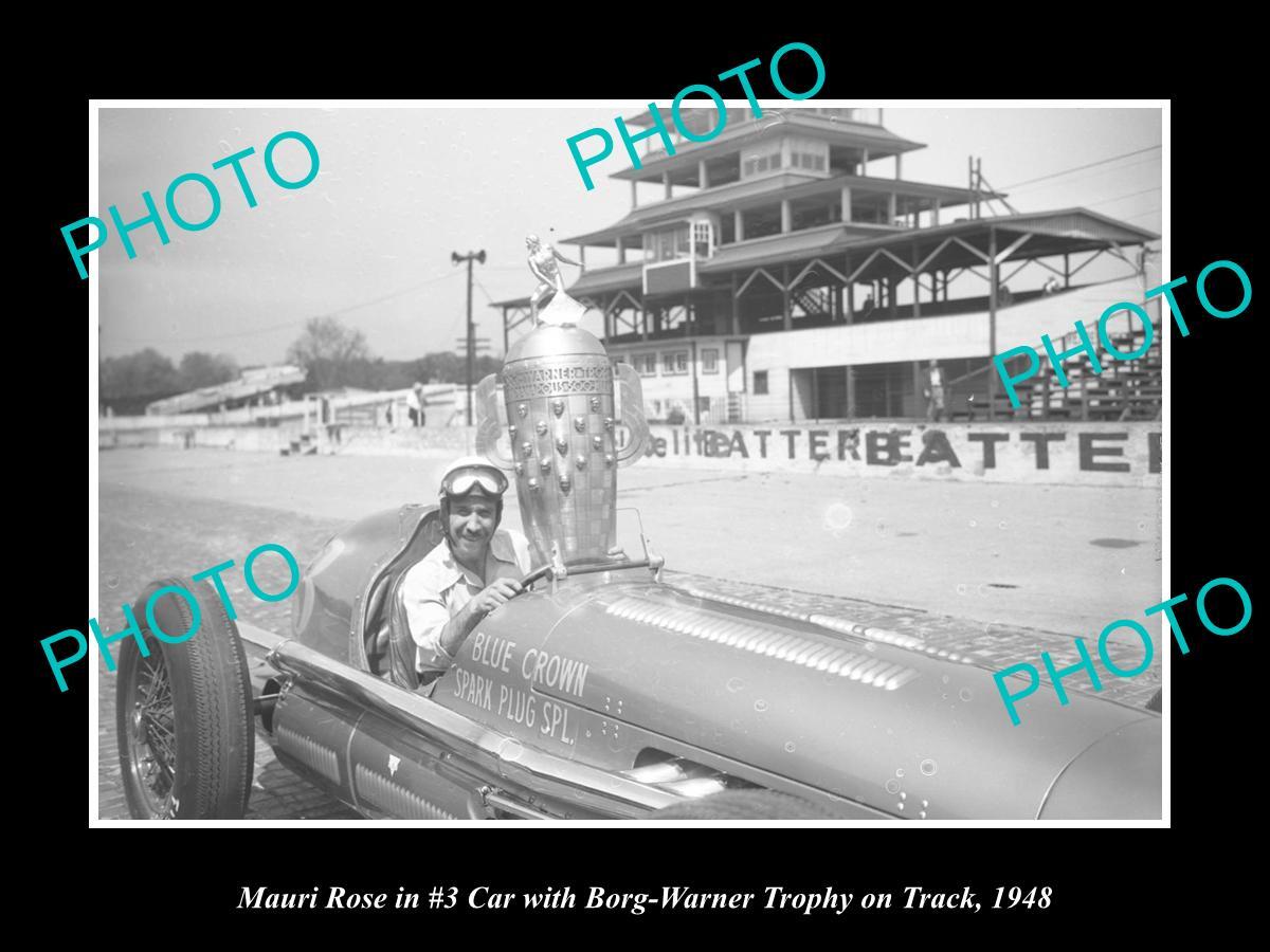 OLD LARGE HISTORIC MOTOR RACING PHOTO MAURI ROSE 1948 INDY 500 WIN ...