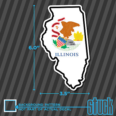 Illinois Flag Map Shape - 3.5"x6.0" - printed vinyl decal sticker IL ...