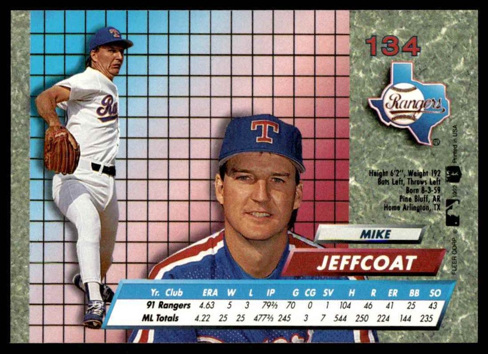 1992 Ultra Mike Jeffcoat Texas Rangers #134 | eBay