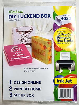 Zumibox DIY Tuck End Box~12 Pre-cut Printable Box~ Assembled Size Box 3 ...