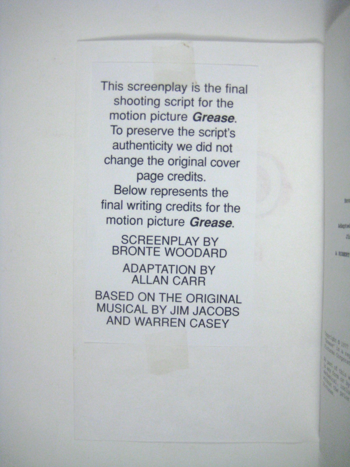 Grease is Still the Word Screenplay Brontë Woodard Alan Carr 4th Draft ...