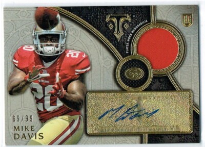 MIKE DAVIS 49ERS RC AUTO AUTOGRAPH RELIC 2015 TOPPS TRIPLE THREADS 69/ ...