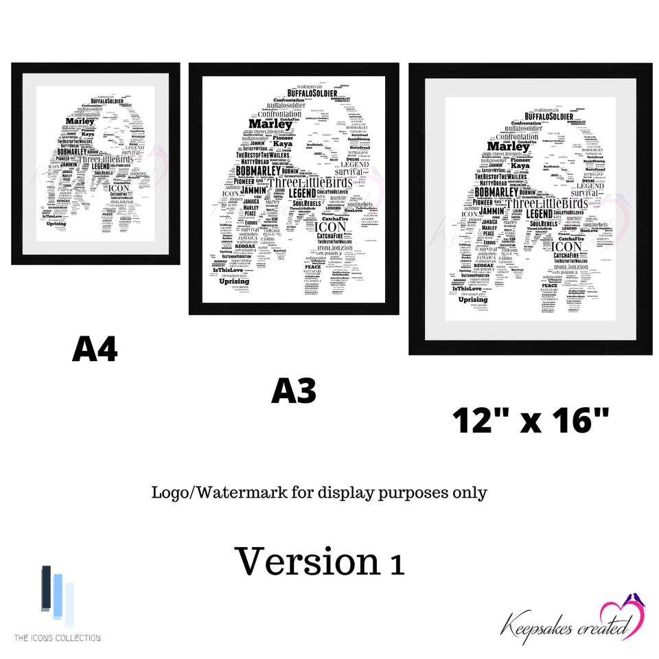 Bob Marley Word Art Portrait - 4 Choices - Keepsake/Gift/Collectable ...