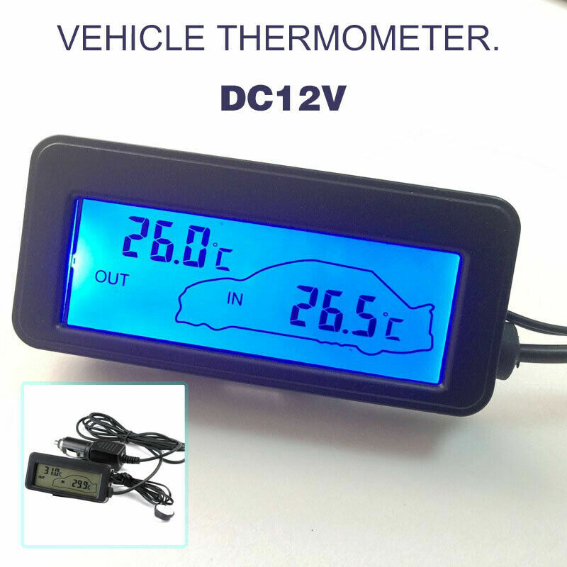 12V Car Digital LCD Display Thermometer Inside Outside Temperature ...