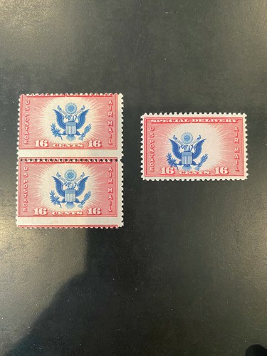 US STAMP EFO Huge Vignette Color SHIFT AND PAIR OF MIS PERFS C15 | eBay
