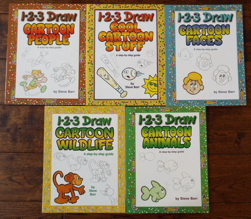 Lot 5 of 1-2-3 Cartoon People Faces Animals Learn to Draw Books by ...