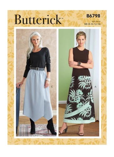 Butterick Sewing Pattern 6798 Misses 8-14 Easy Mock Wrap Skirt Elastic ...