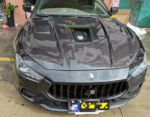 Real Carbon Fiber Front Hood Vented Bonnet Cover Fit For Maserati ...