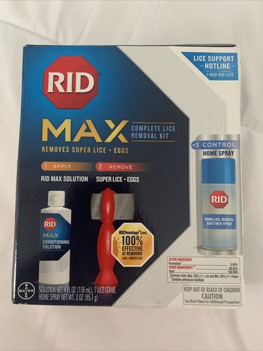 RID MAX Lice Removal Kit Kills Super Lice Eggs Hair Treatment, Comb ...