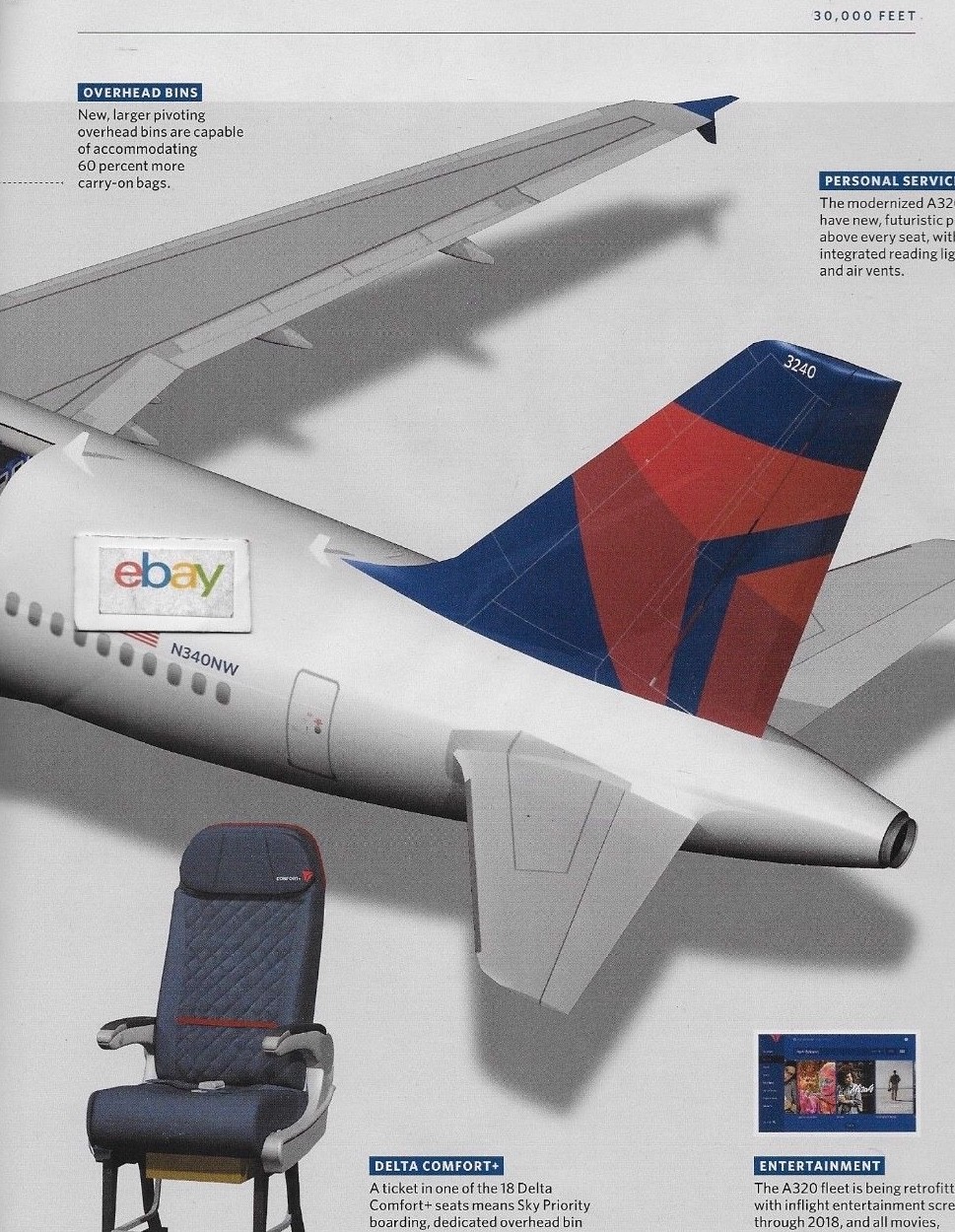 DELTA AIR LINES 2017 AIRBUS A320-200 2 PG ARTICLE CUTAWAY DRAWING 69 IN ...