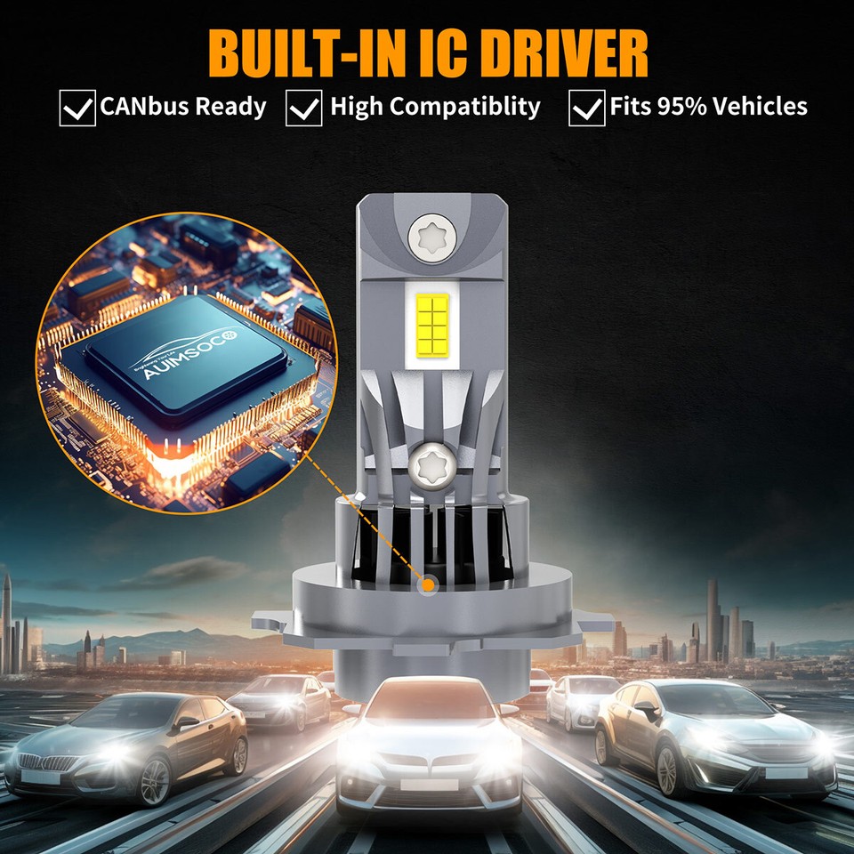 H7 H7 LED Headlight 4 Bulbs 6500K High/Low Beam For Volkswagen Tiguan ...