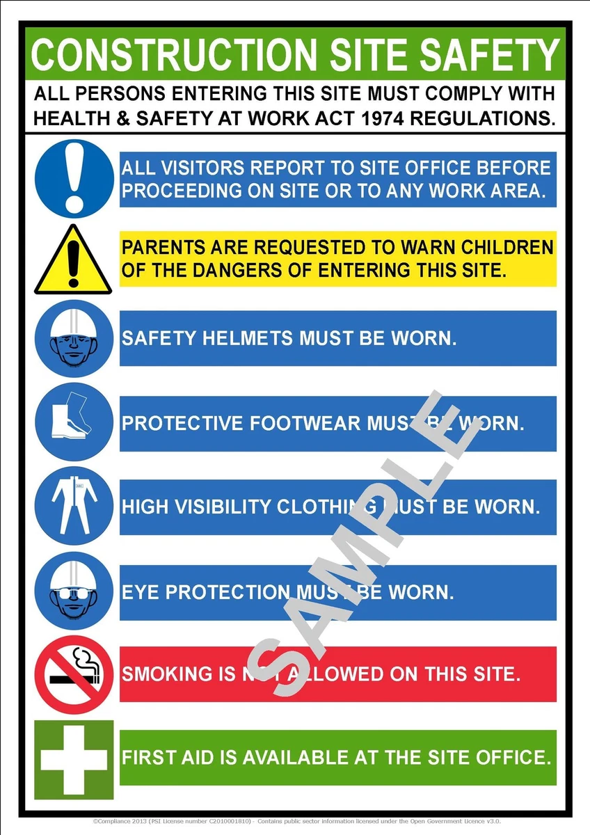 Health And Safety Construction Signs