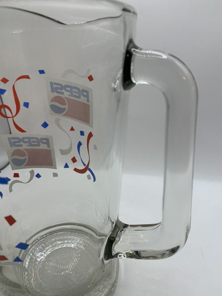 Vintage Pepsi-Cola 1980's Soda Glass Pitcher Confetti Party Pepsi Logo ...