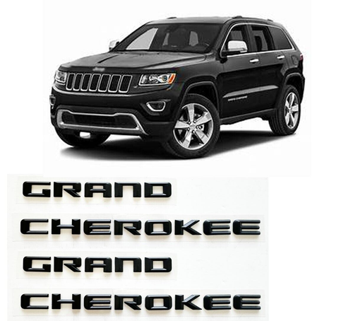 NEW 2PCS Kits Matte Black GRAND CHEROKEE 3D Letters Emblems Nameplate ...
