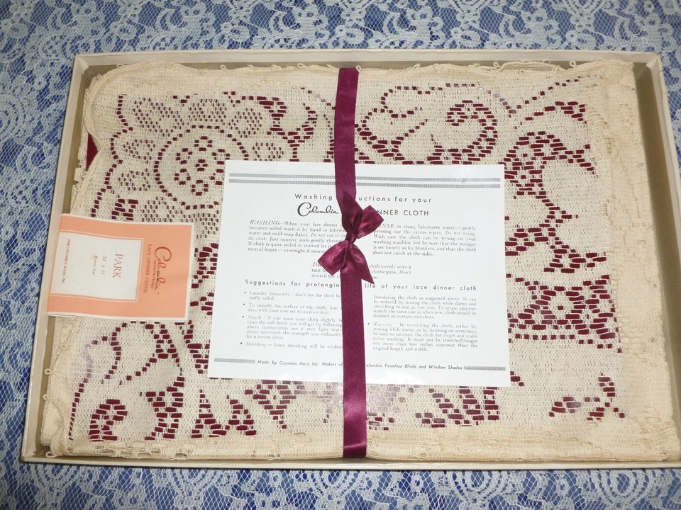 NOS-UNUSED Vintage Lace Tablecloth Scranton Lace Company Flowers Orig ...