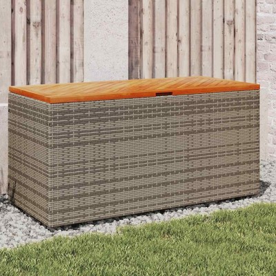Patio Storage Box Bench Seat Container Chest Poly Rattan Acacia Wood ...