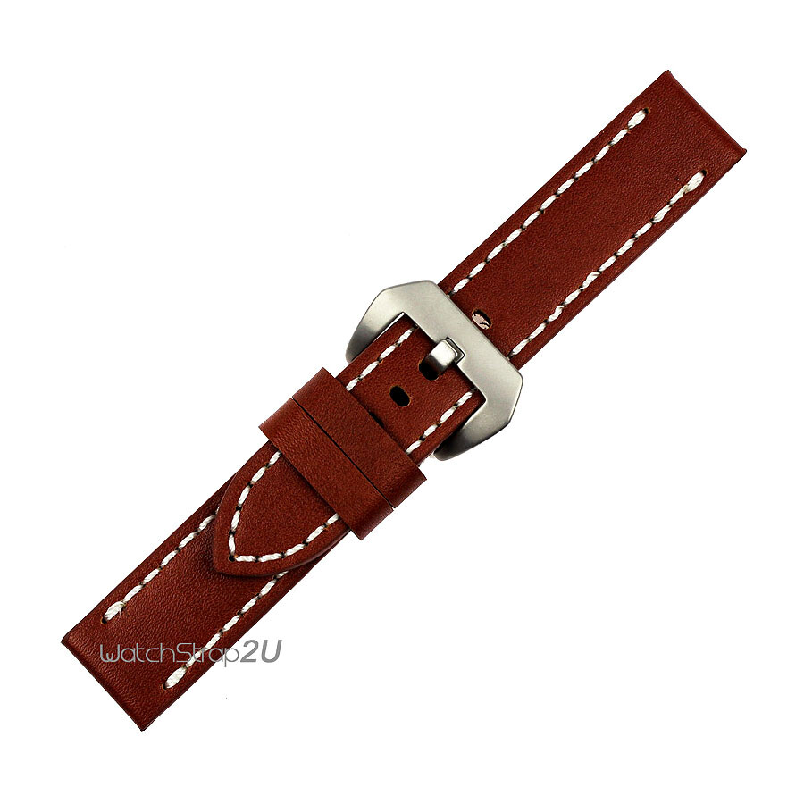 Red Brown Matte Leather Watch Band Strap Stitch Aviator Pilot Big Pin ...
