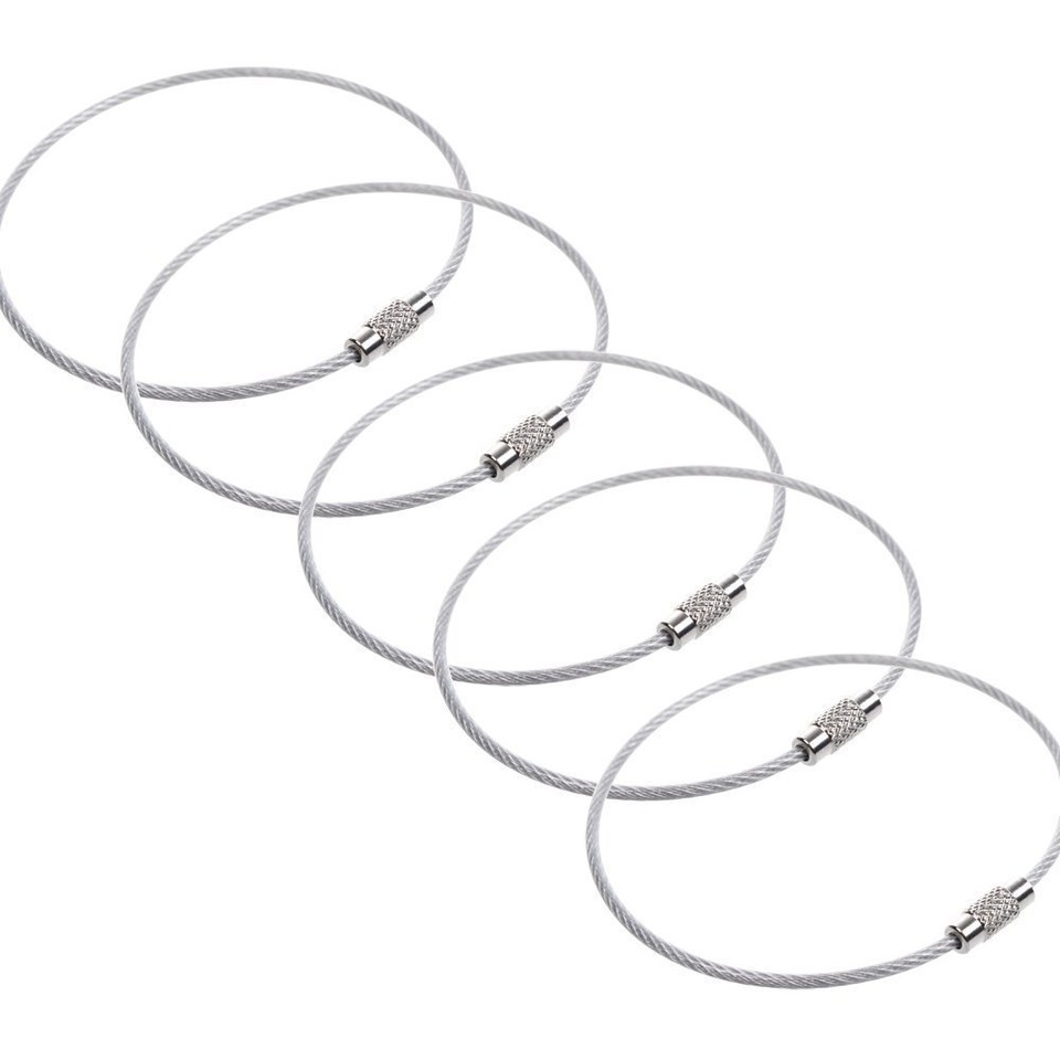 20PCS Stainless Steel EDC Aircraft Cable Wire Key Chain Ring Twist ...