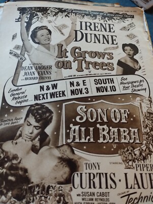 Di34 Ephemera 1950s Film Advert Son Of Ali Baba Tony Curtis Piper ...