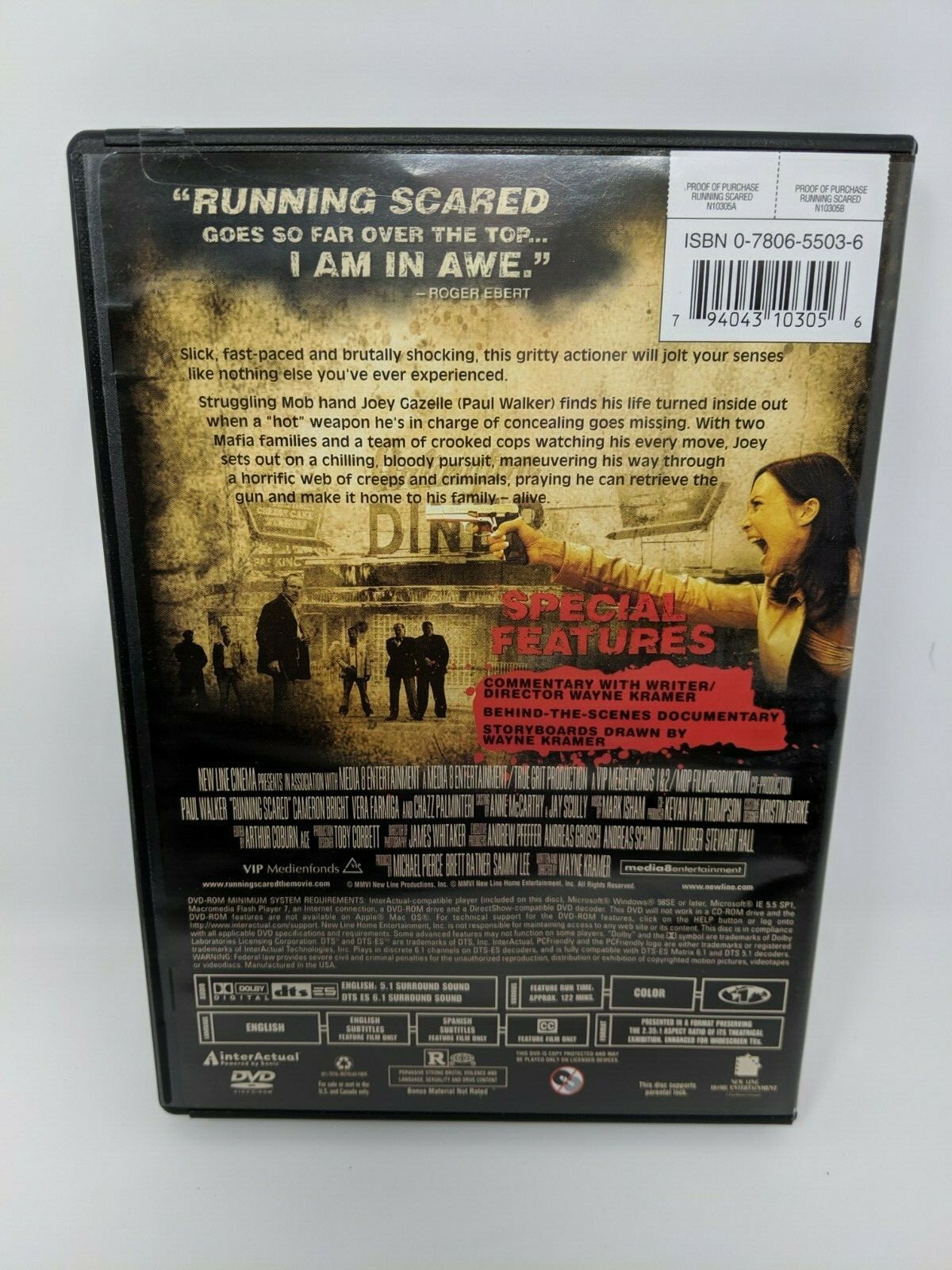 Running Scared DVD Paul Walker, Chazz Palminteri, Cameron Bright, Vera ...