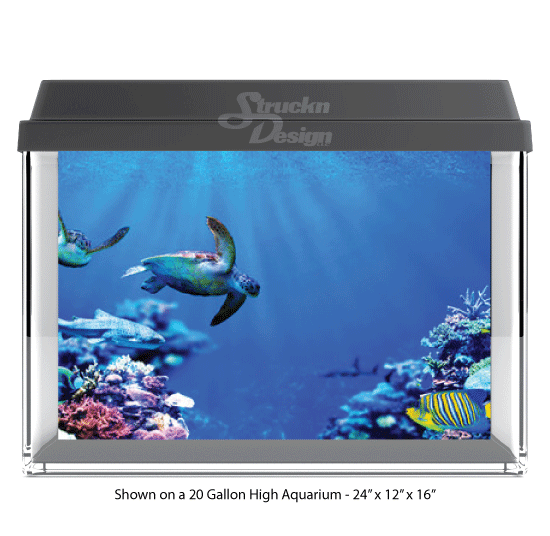 Turtle Sea Ocean Colorful Polyester Fish Tank Glass Backdrop Aquarium ...